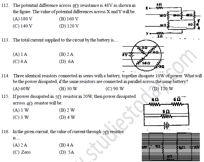 NEET UG Physics Current Electricity MCQs, Multiple Choice Questions